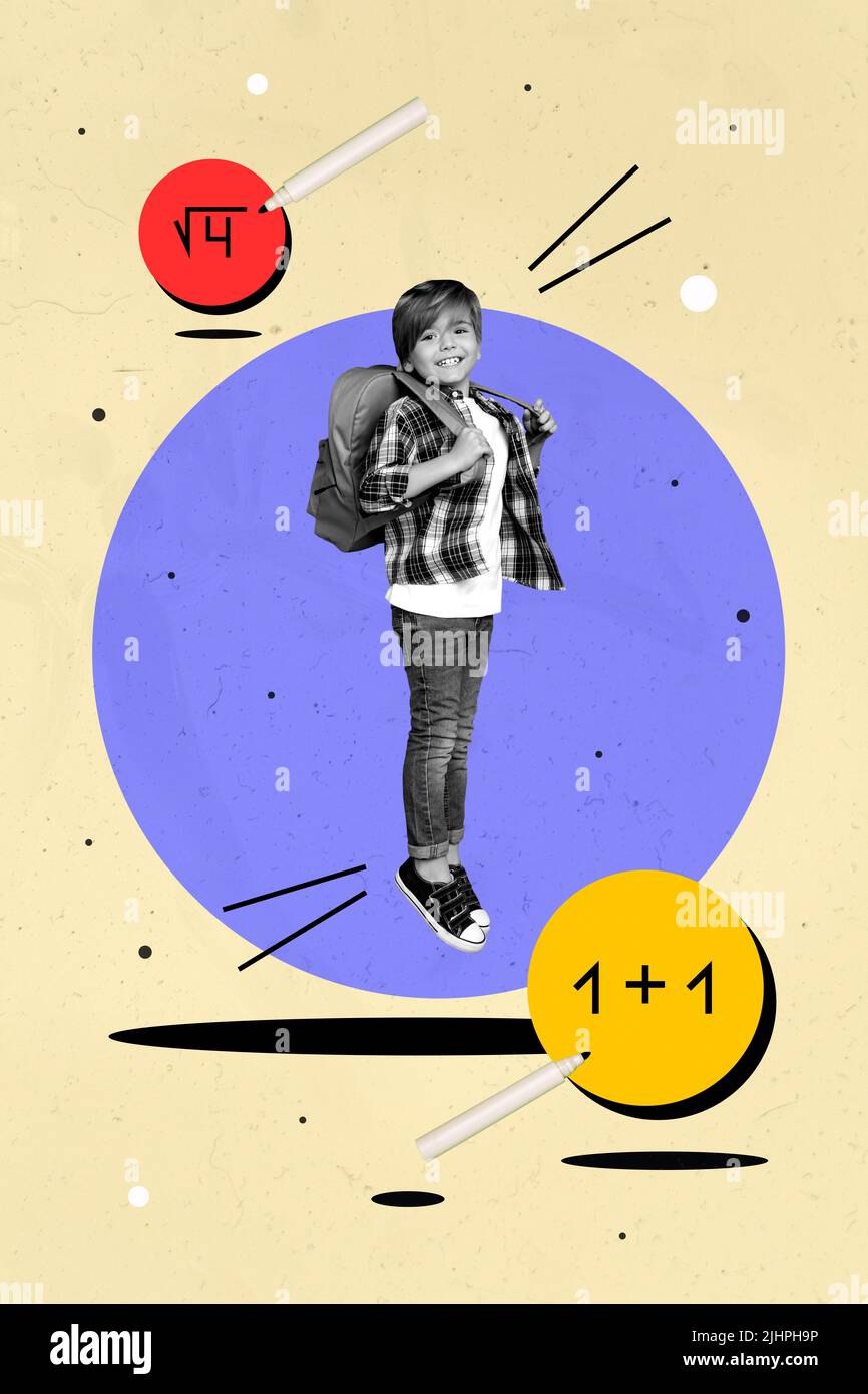 3d retro abstract creative artwork template collage of funny boy ...