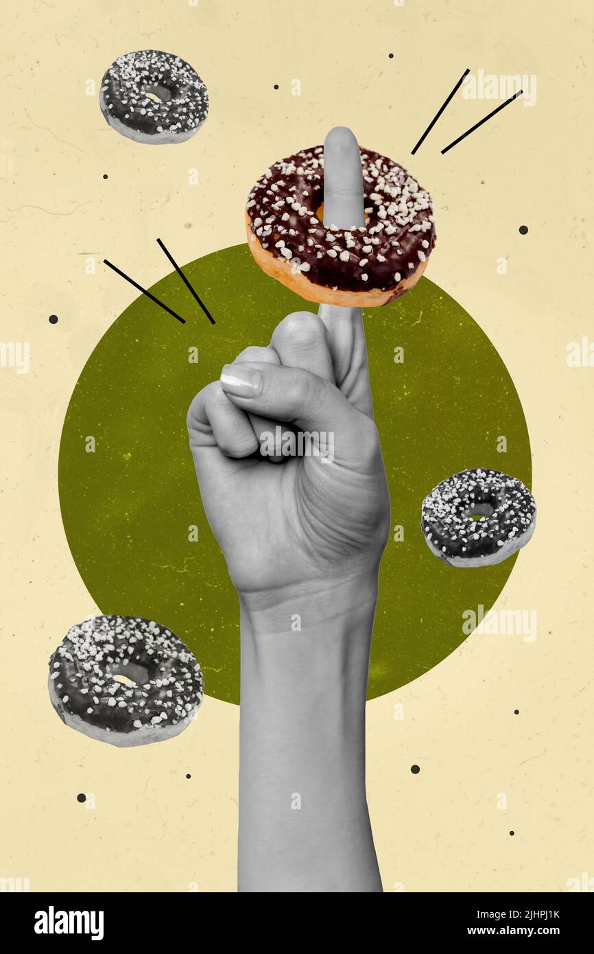 Creative abstract template graphics image of palm holding finger inside ...