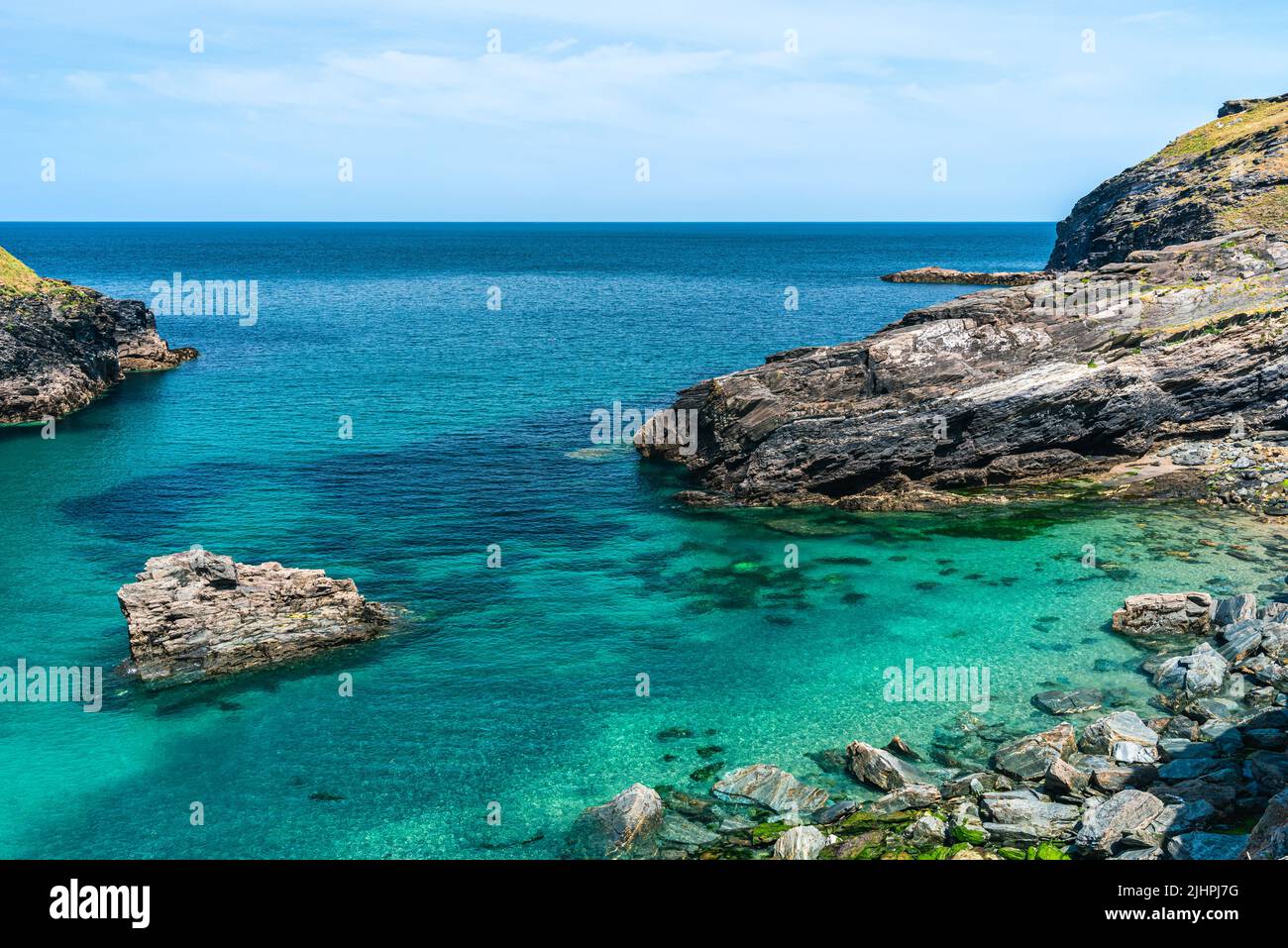 Tintagel Haven and Cliffs, North Cornwall, England, Europe Stock Photo ...