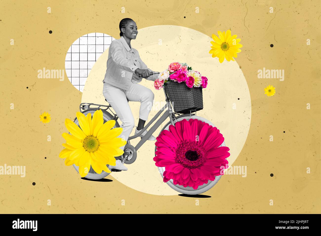 Creative 3d photo artwork graphics painting of happy smiling lady ...