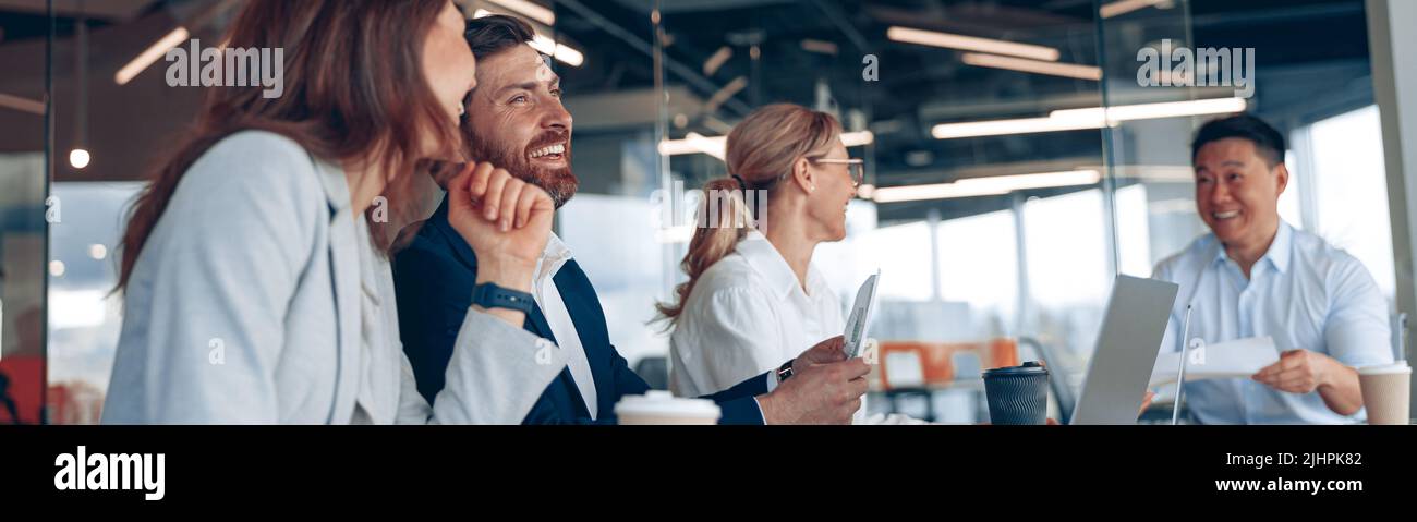 businessmen discussing documents, vivid real emotions and people in ...