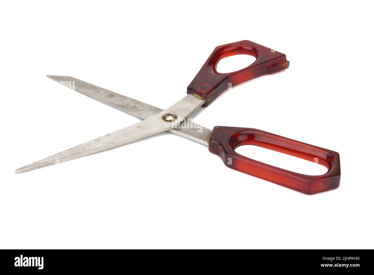 red scissors. dirty. isolated no white background Stock Photo - Alamy