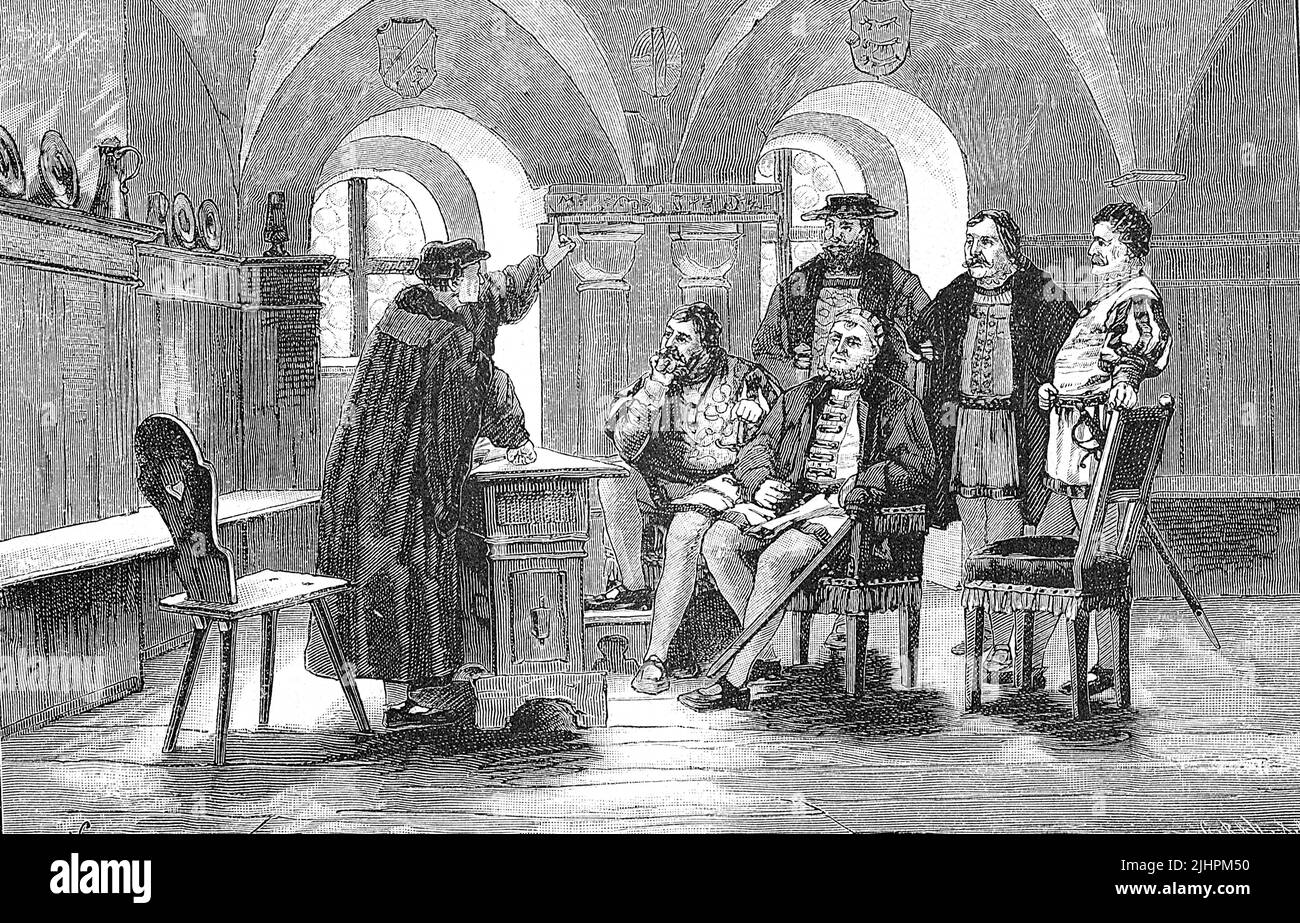 German Peasants' War, 1524-1526, Müntzer preaches to the princes. The ...