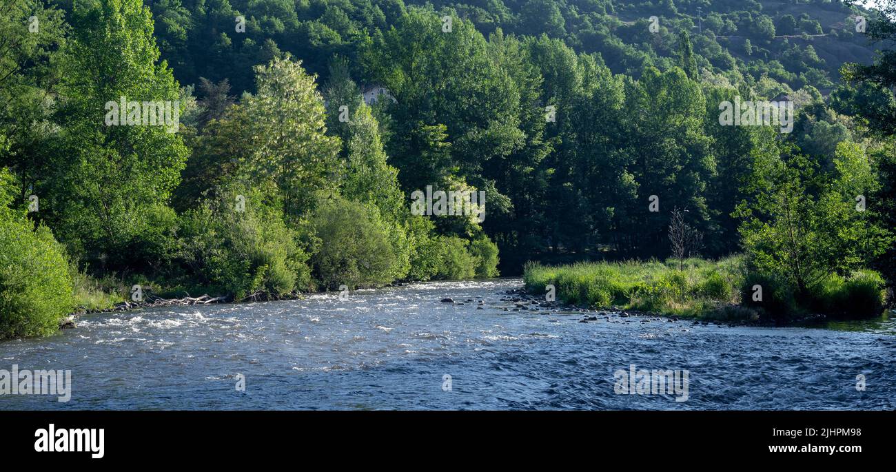 The Allier river in the Haute-Loire department in France in spring ...