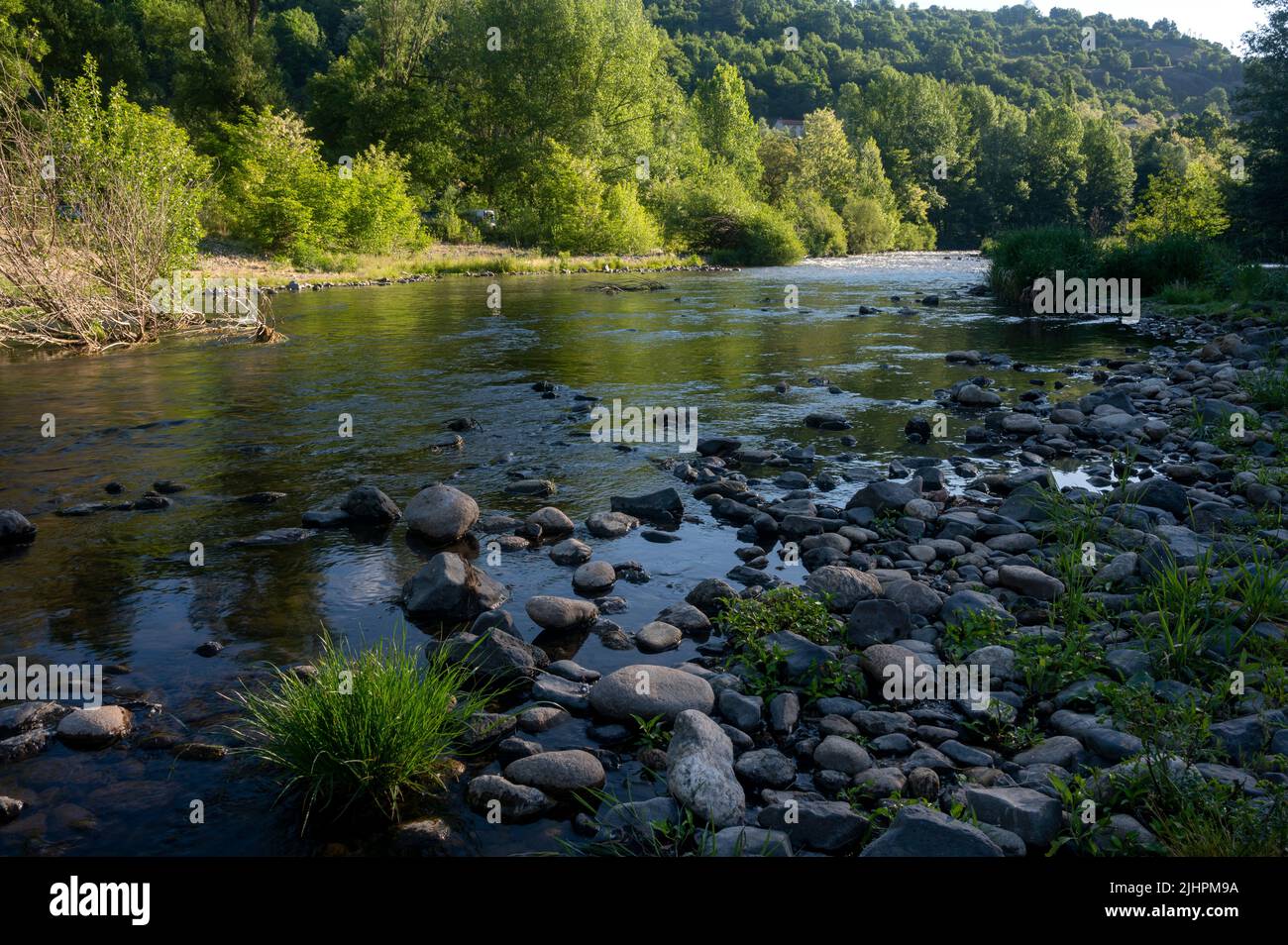 The Allier river in the Haute-Loire department in France in spring ...