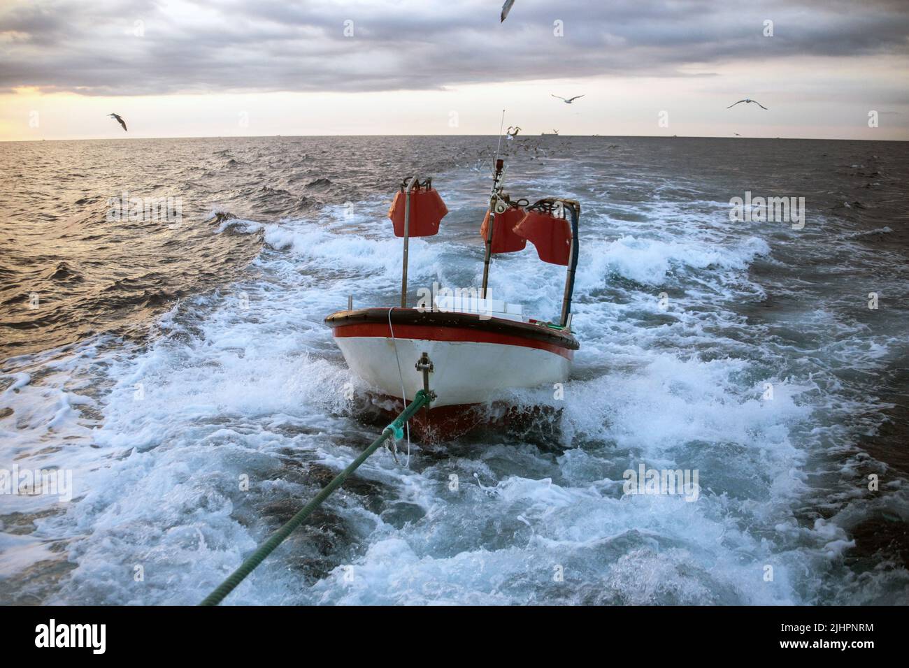 Purse seine fishing light boat Stock Photo - Alamy