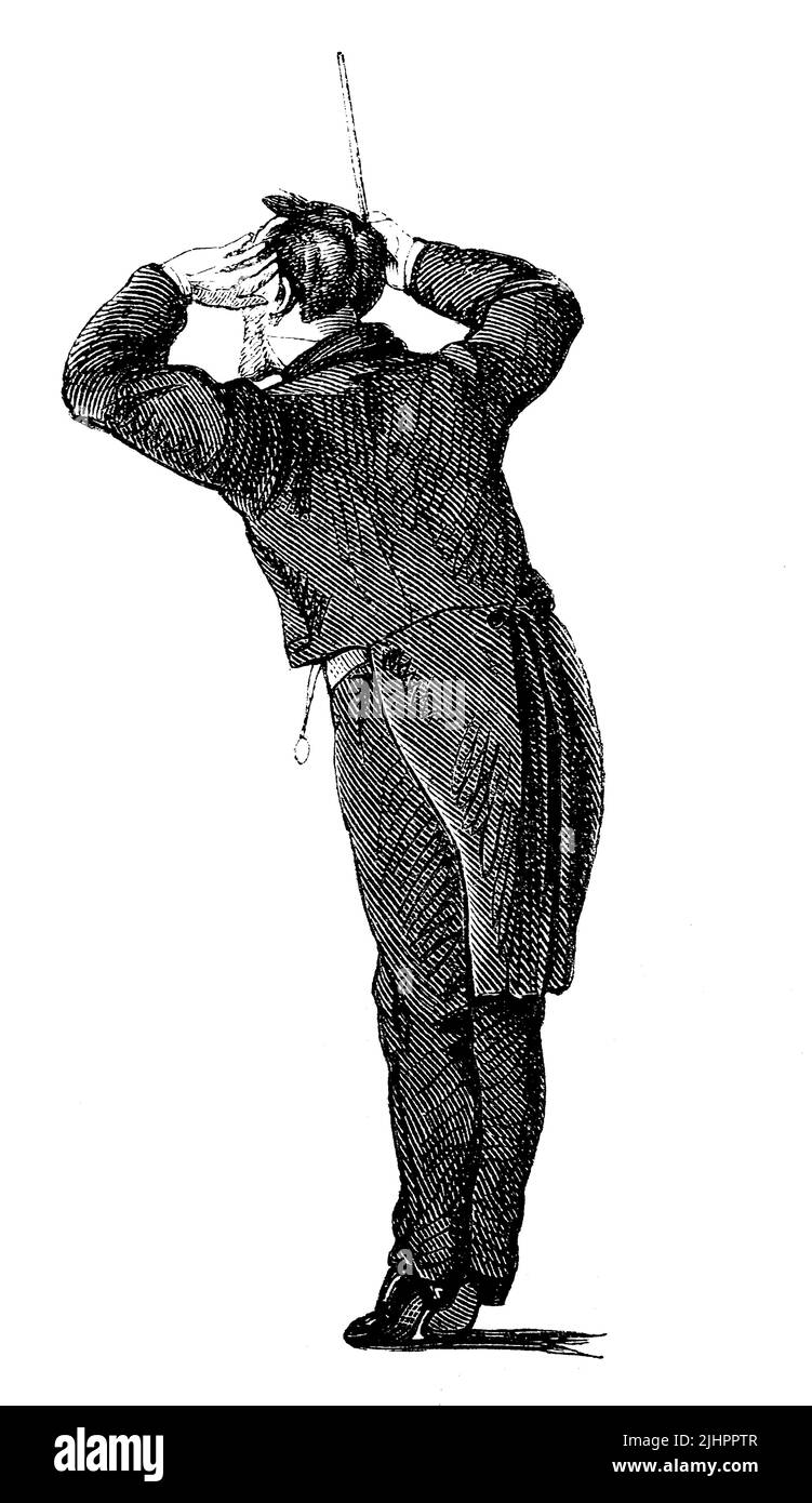 Dirigent, verschiedene Bewegungen beim Dirigieren eines Orchesters ...