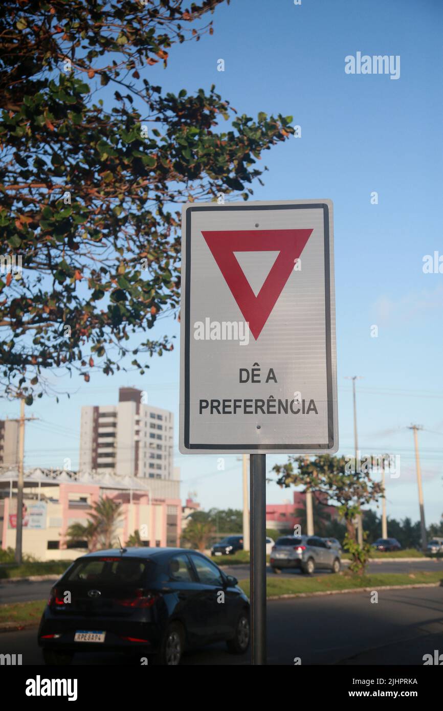 salvador, bahia, brazil - july 19, 2022: traffic signs indicative of ...