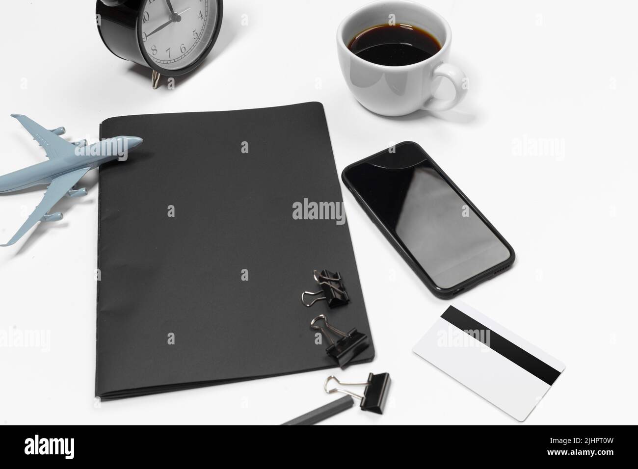 Blank office desk background with copy space for your text. Top view ...