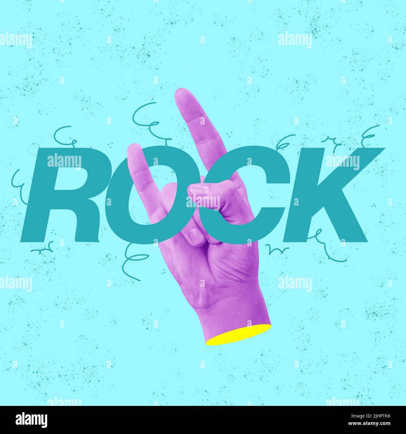Creative colorful design. Male hand showing rock and roll gesture ...