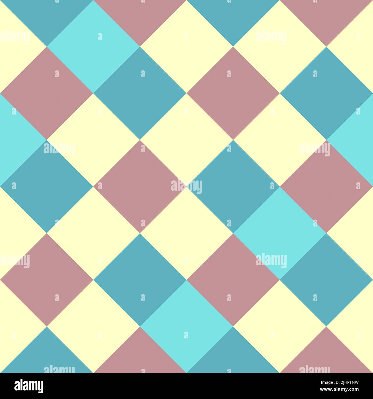Blue Yellow Plum Teal Large Diagonal Seamless French Checkered Pattern ...
