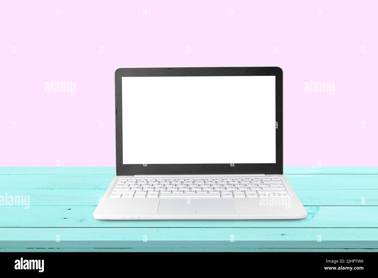 workspace with modern laptop Stock Photo - Alamy