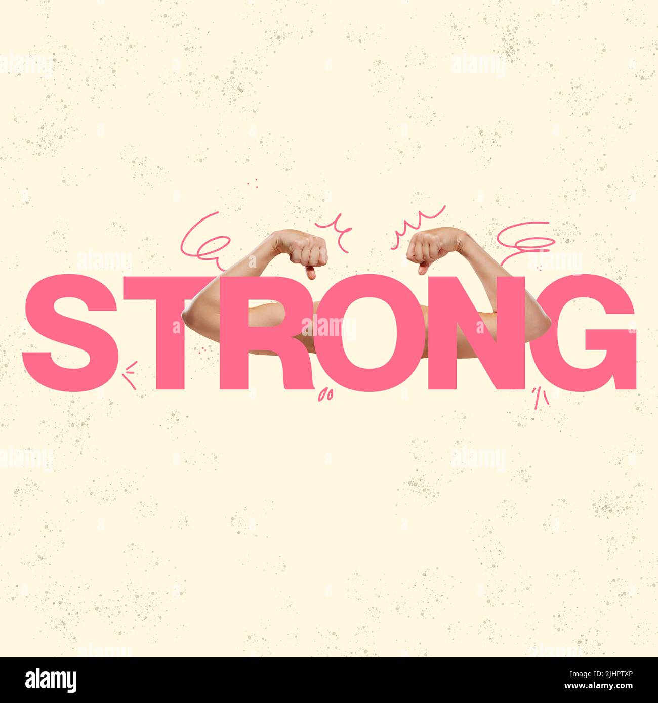 Creative design. Male hands showing power, muscles isolated on light ...