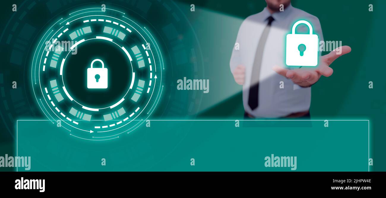 Businessman Extending Hand And Projecting The Lock In A Glowing ...