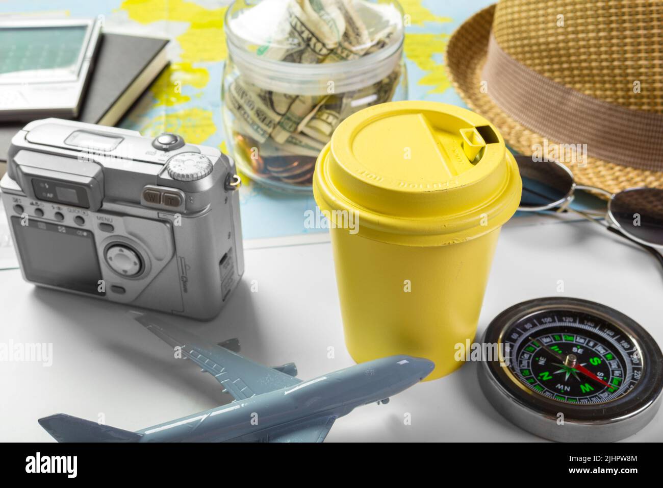 travel, summer vacation, tourism and objects concept Stock Photo - Alamy