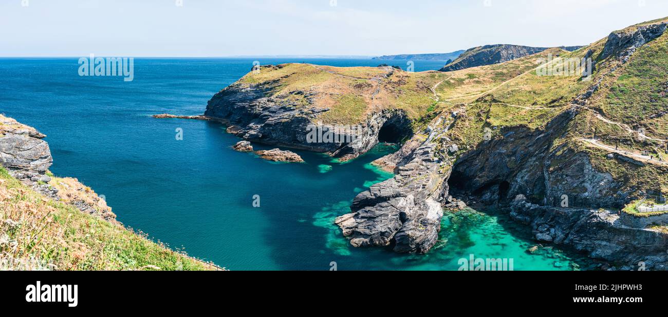 Tintagel Haven and Cliffs, North Cornwall, England, Europe Stock Photo ...