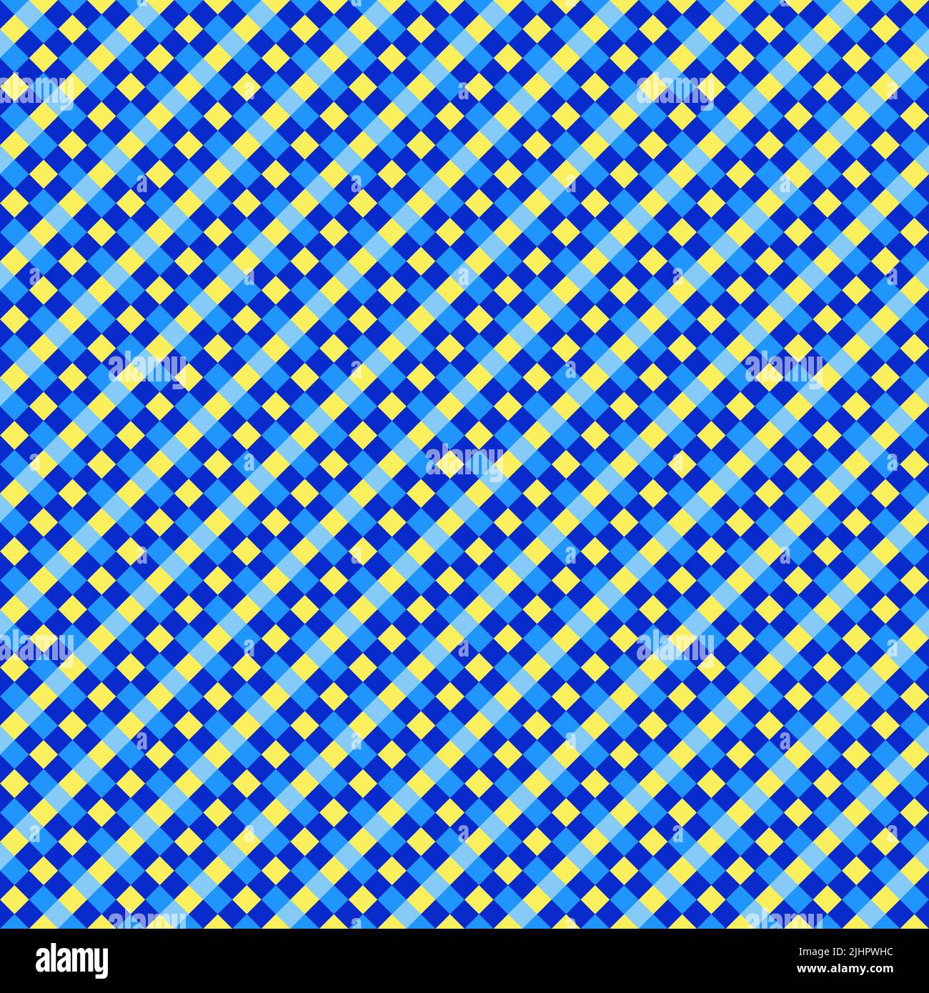 Blue Yellow Seamless Small Diagonal French Checkered Pattern. Little ...