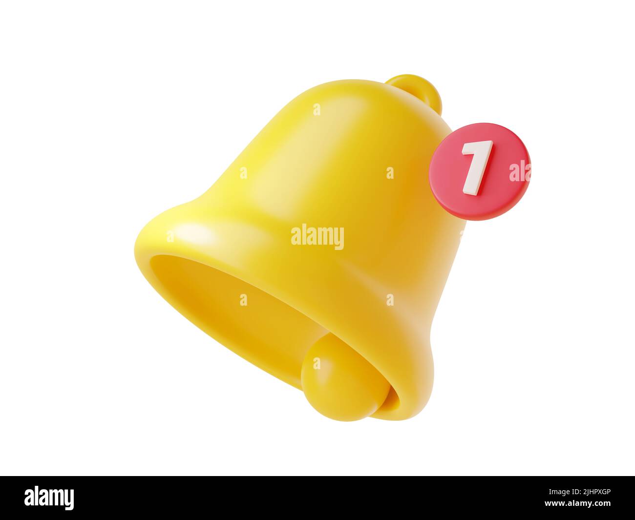 Notification bell icon 3d render - cute cartoon illustration of simple ...