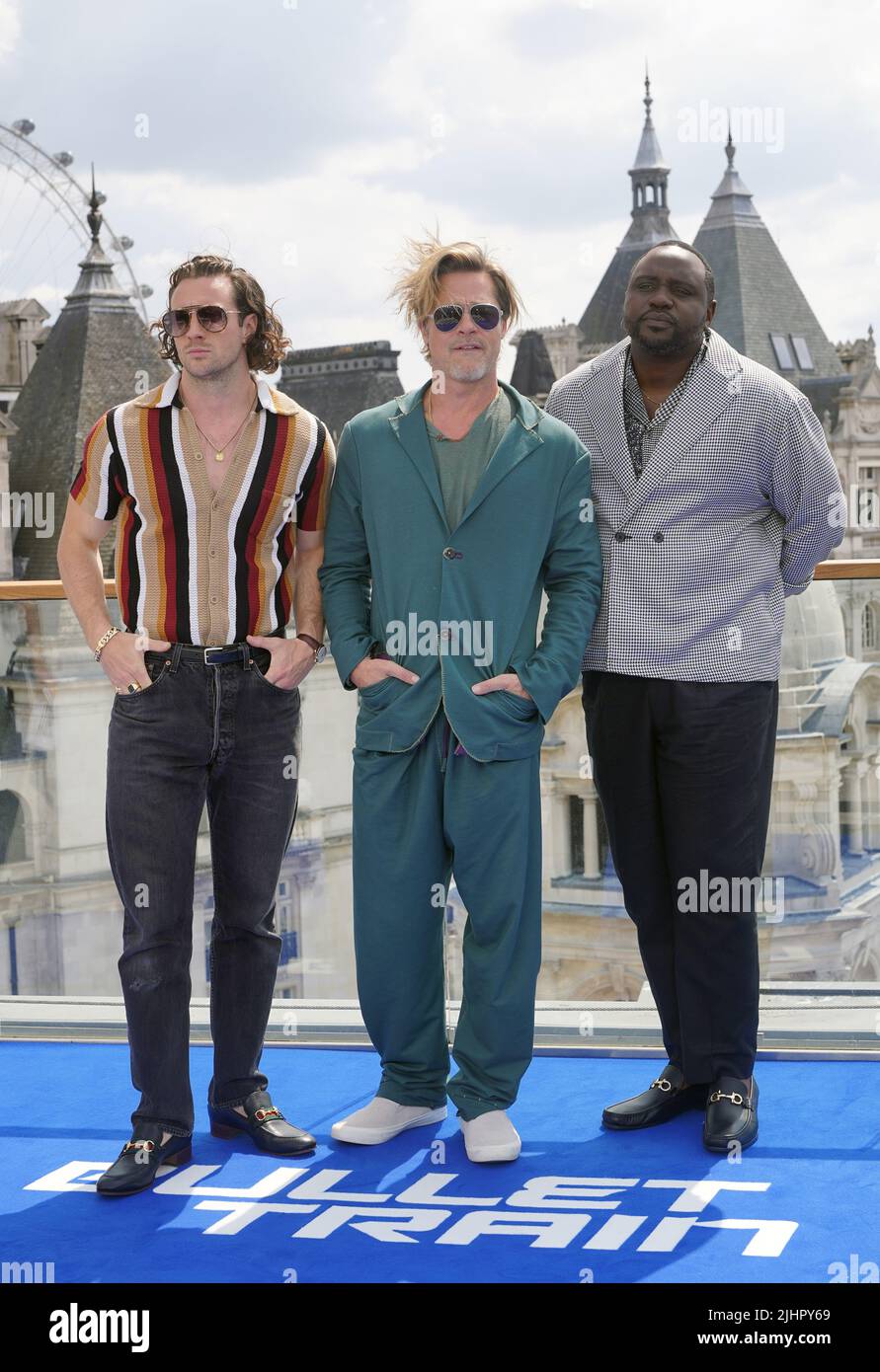 (Left to right) Aaron Taylor-Johnson, Brad Pitt, and Brian Tyree Henry ...