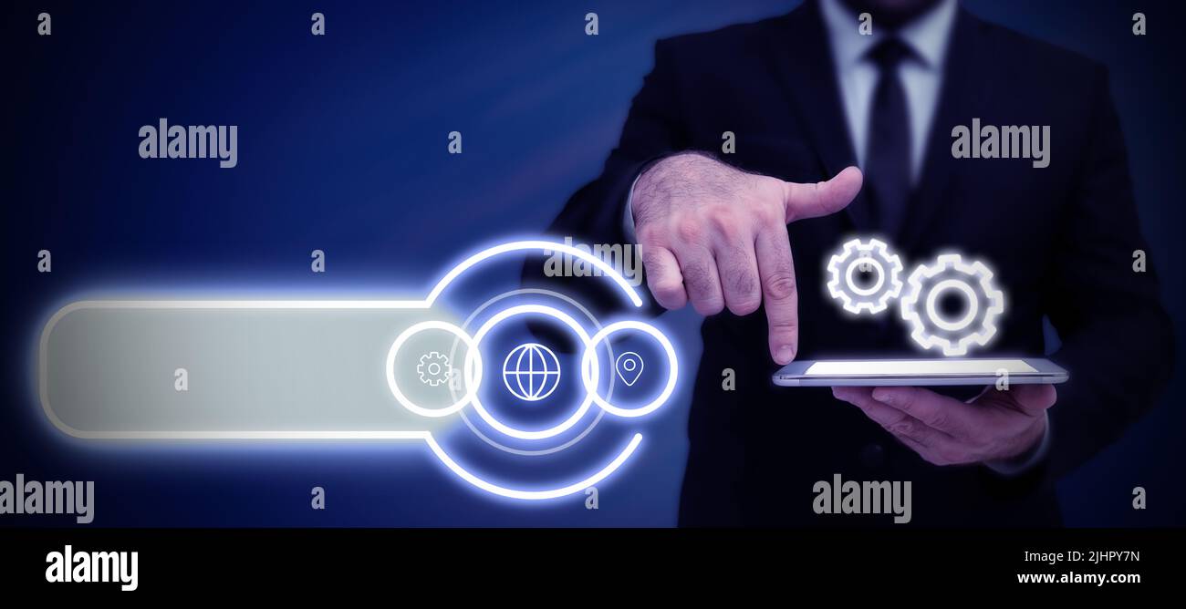 Businessman in suit holding open palm symbolizing successful teamwork ...