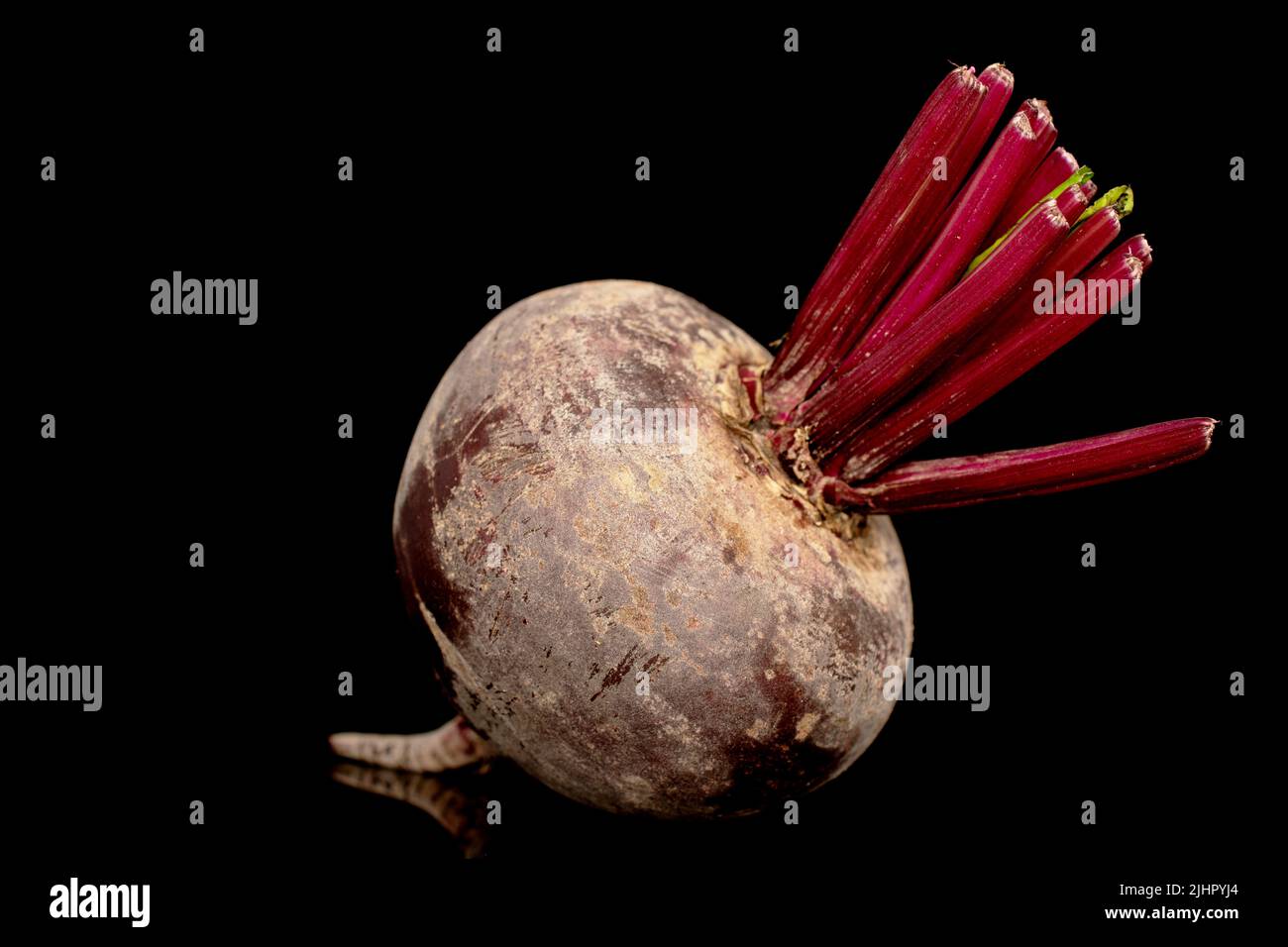 One sweet red beet, close-up, on a black background Stock Photo - Alamy