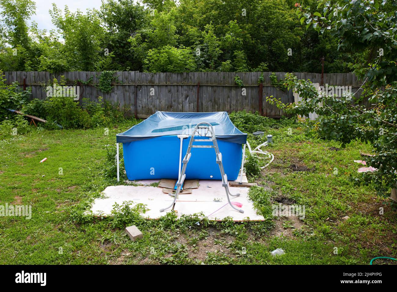 Backyard pool on green lawn hi-res stock photography and images - Alamy
