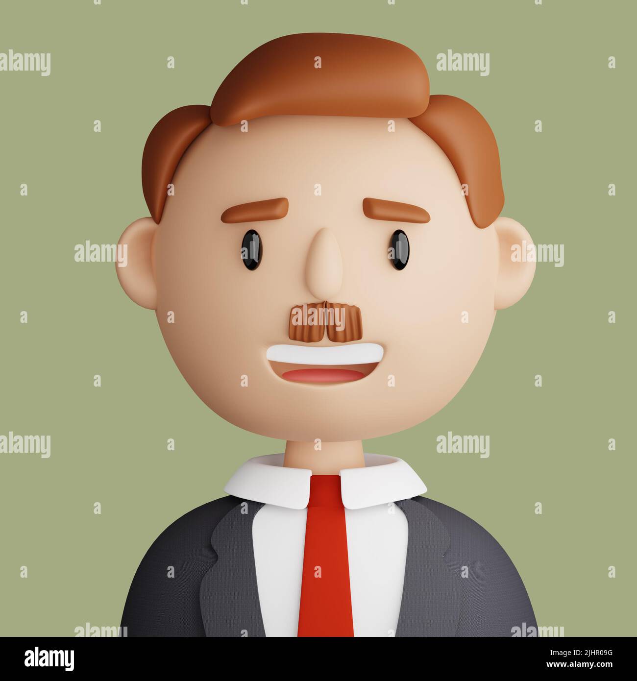 3D illustration of smiling man. Cartoon close up portrait of smiling ...