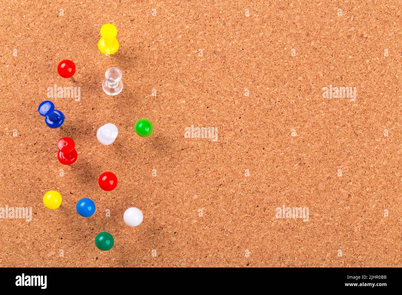 Pin board texture for background and colorful pins Stock Photo - Alamy