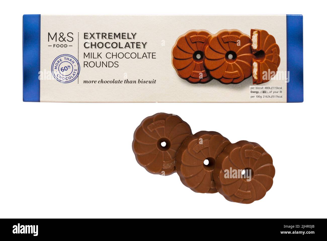 packet of Extremely Chocolatey Milk Chocolate Rounds biscuits from M&S ...