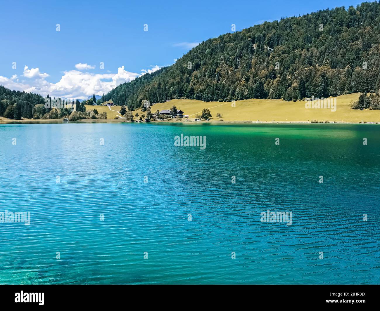 Huge mountain blue lake. Untouched wildlife of Europe. Majestic ...