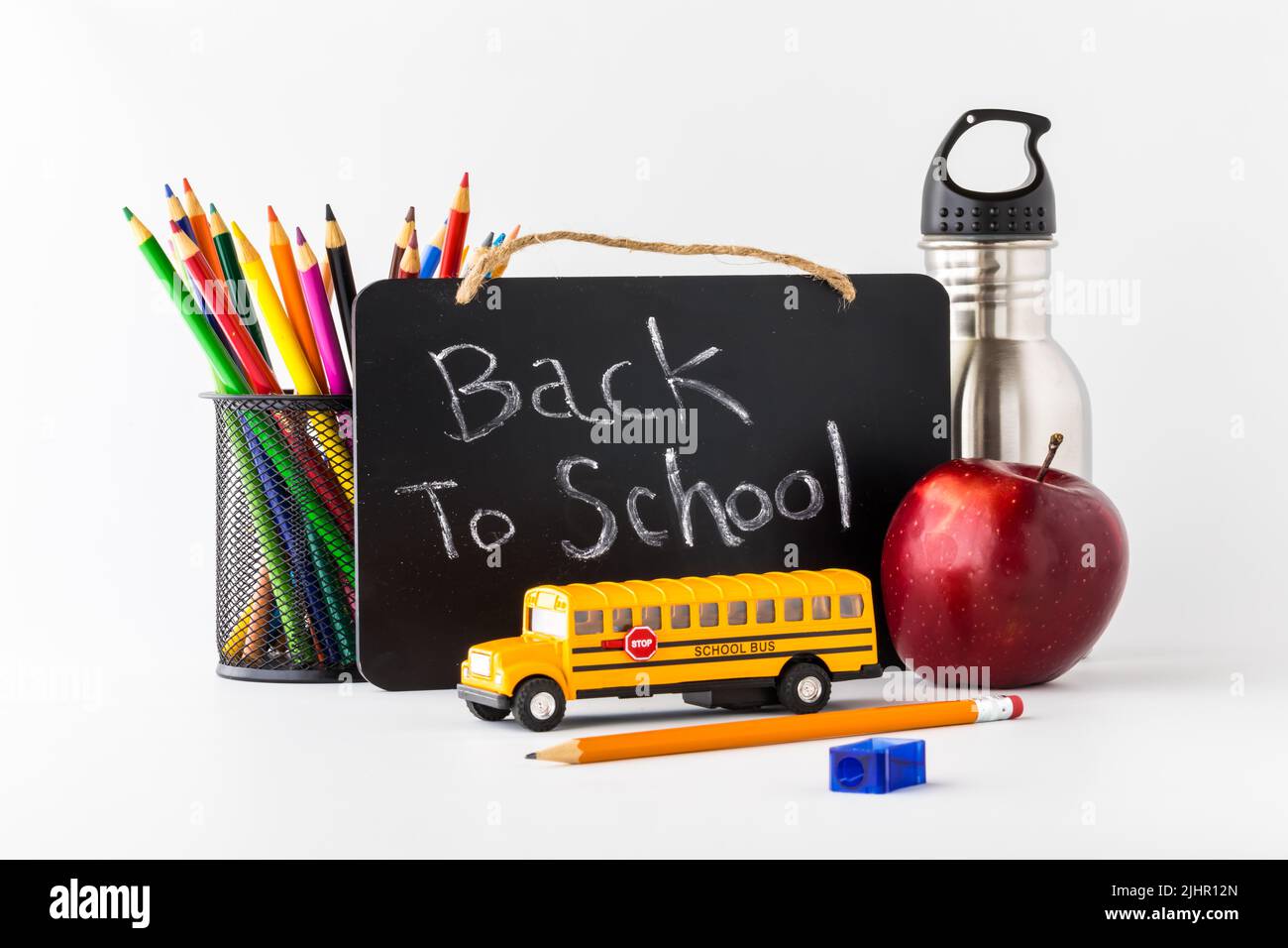 An arrangement of assorted back to school items. A back to school ...