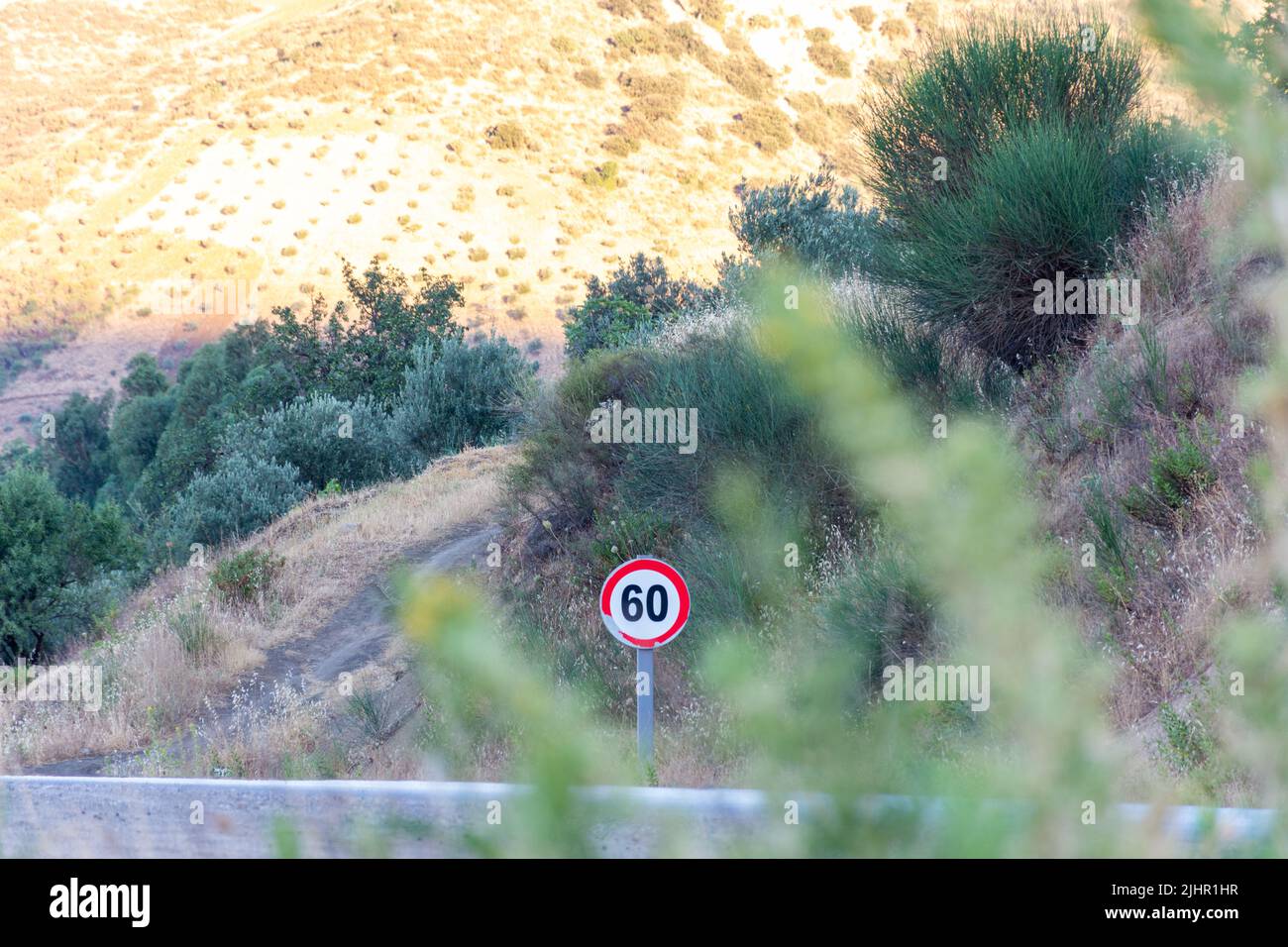 60 speed limit road sign hi-res stock photography and images - Alamy
