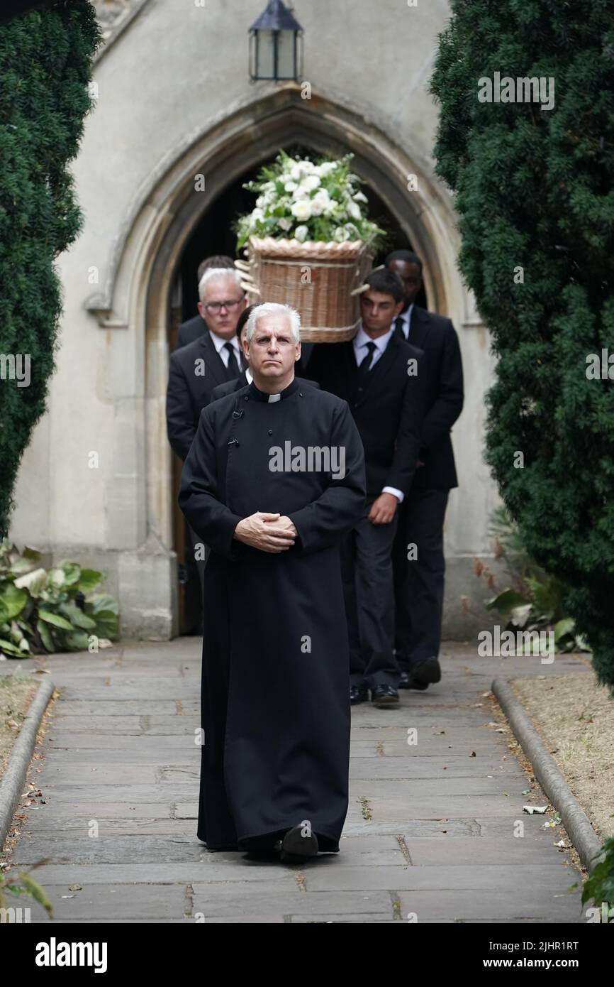 The coffin of Dame Deborah James is carried from her funeral service at ...