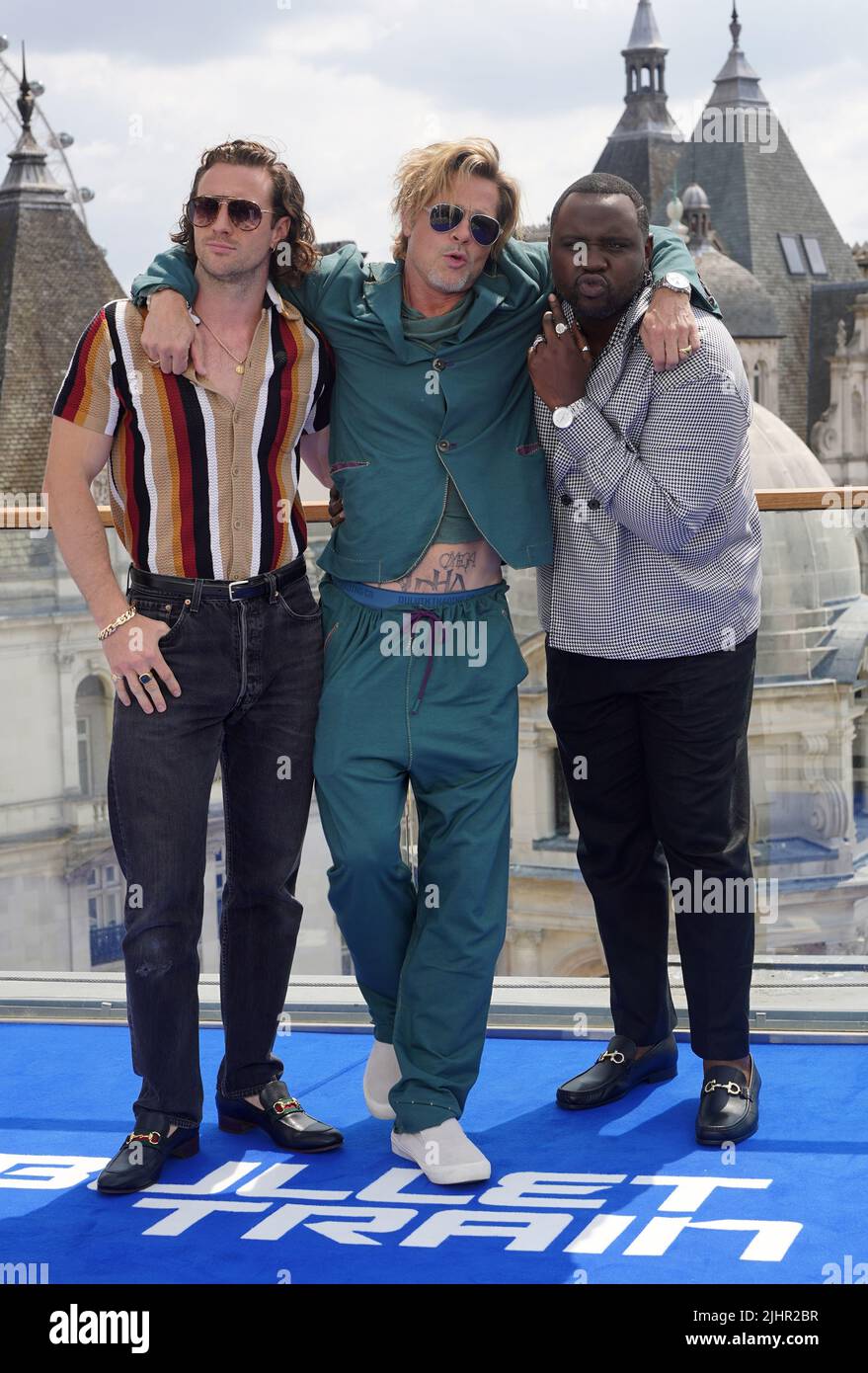 (Left to right) Aaron Taylor-Johnson, Brad Pitt, and Brian Tyree Henry ...