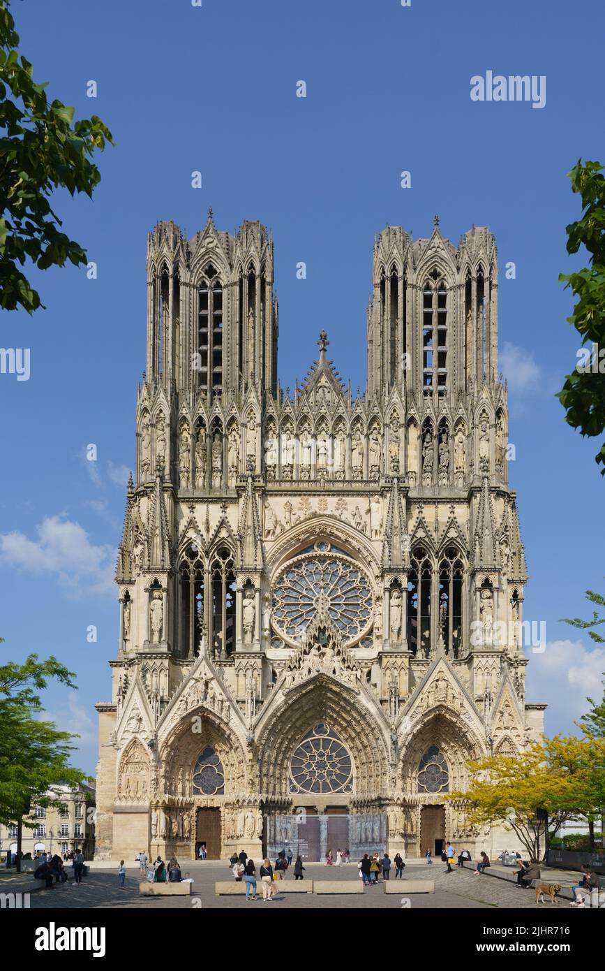 France, Region Grand Est, Marne, Reims, Notre-Dame Cathedral, western ...