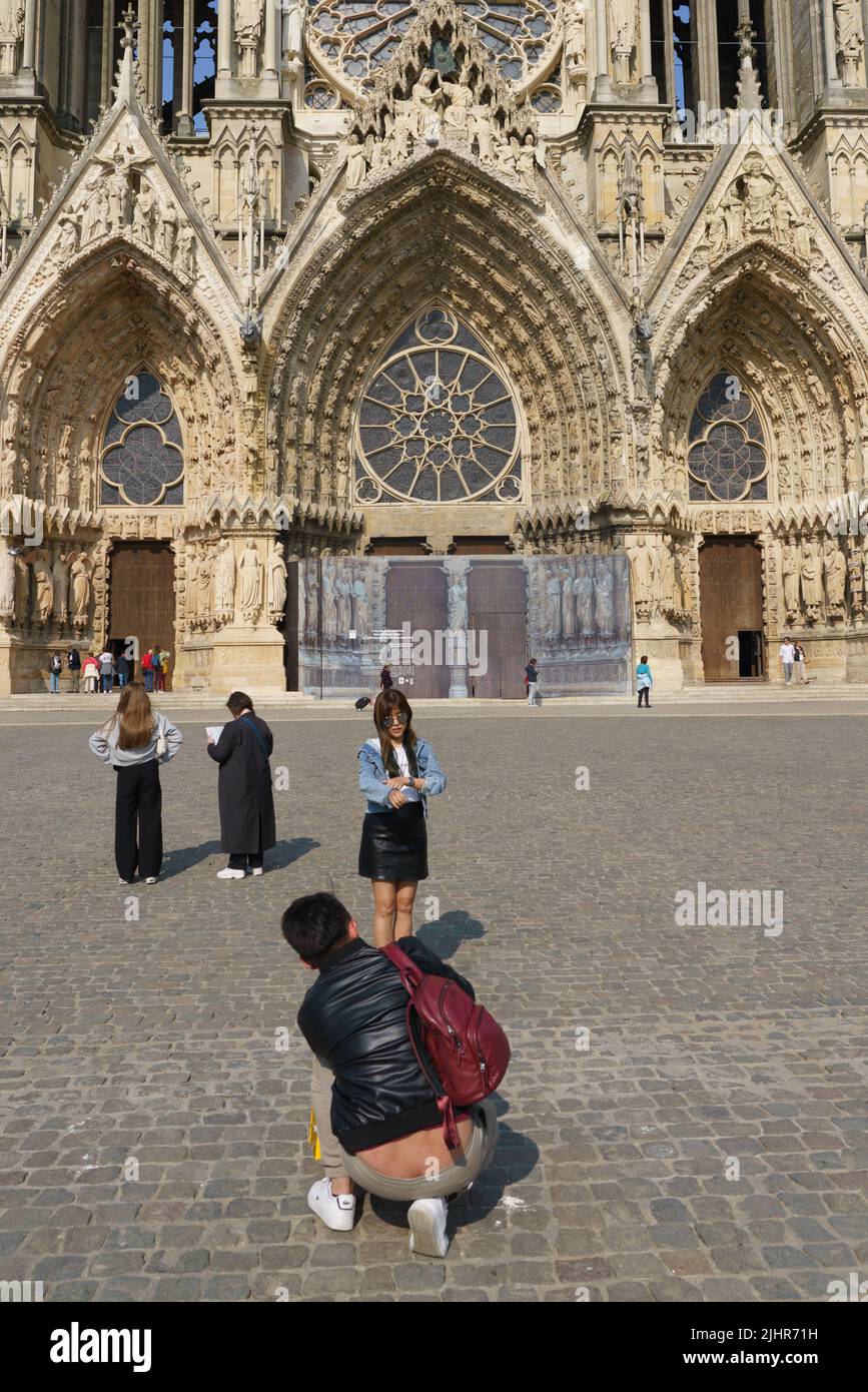 France, Region Grand Est, Marne, Reims, Notre-Dame Cathedral, western ...