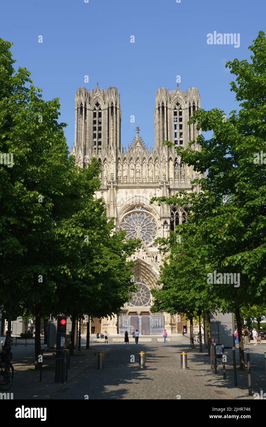 France, Region Grand Est, Marne, Reims, rue Rockefeller, view of the ...