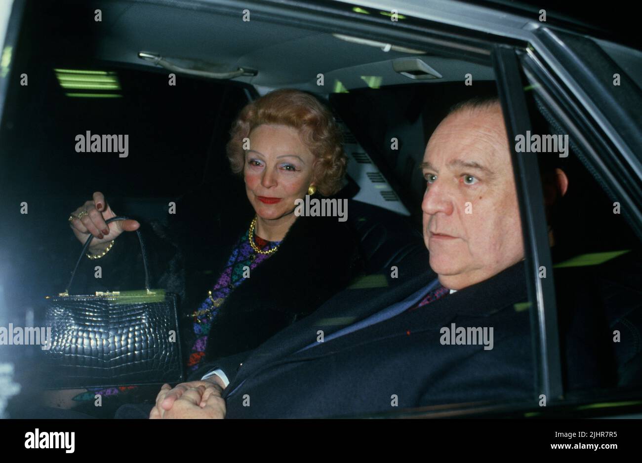 French politician Raymond Barre and his wife Eva Barre arriving at the ...