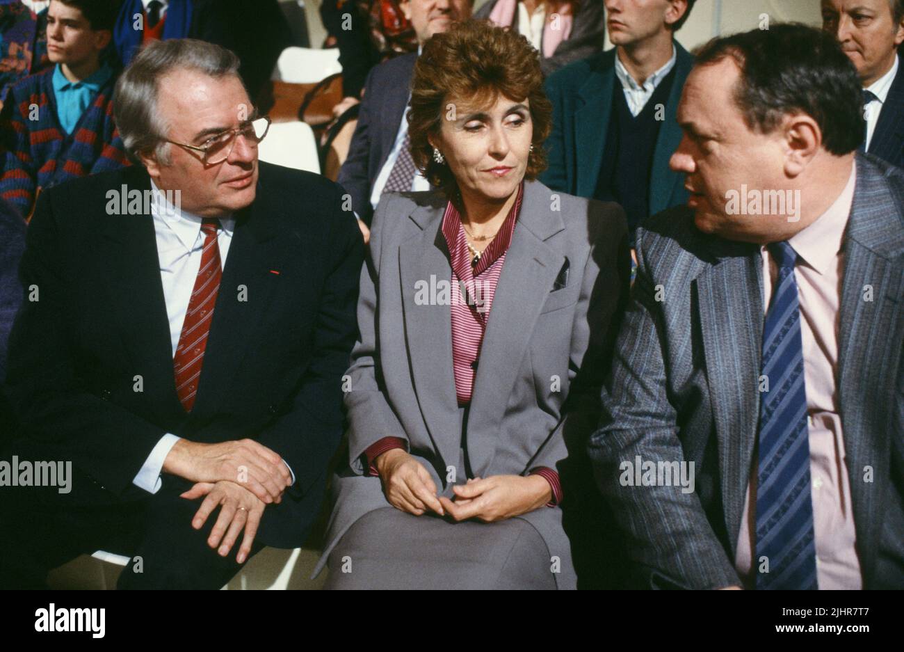 French socialist statesman Pierre Mauroy and Edith Cresson, French ...