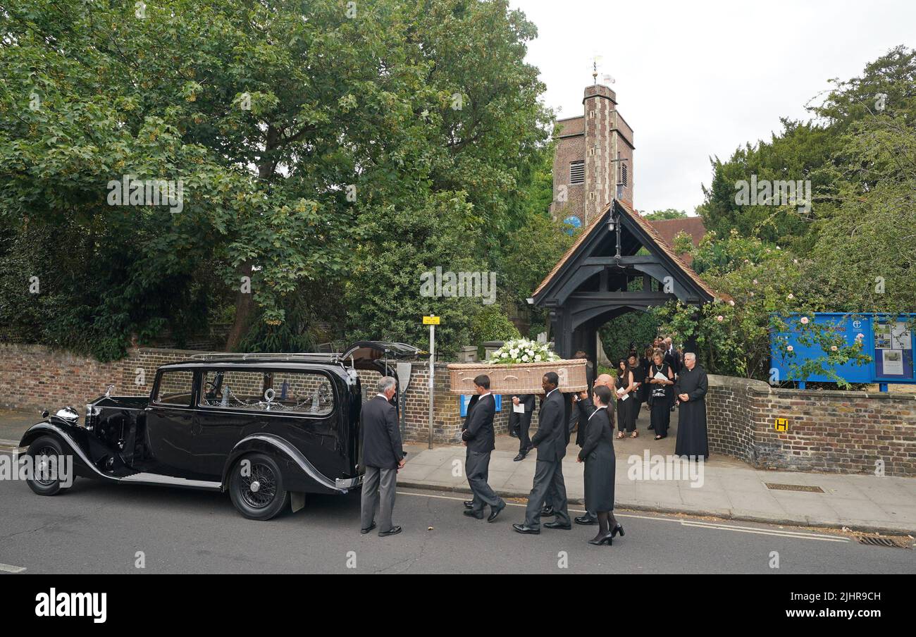 The coffin of Dame Deborah James is carried out following her funeral ...