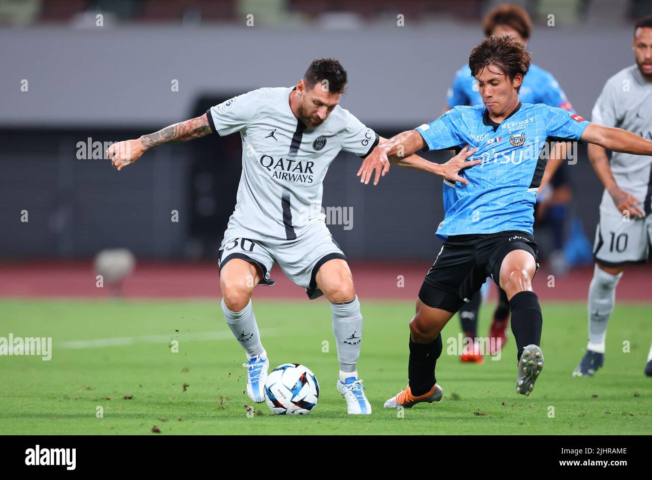 Tokyo, Japan. 20th July, 2022. (L to R) Lionel Messi (PSG), Kento ...