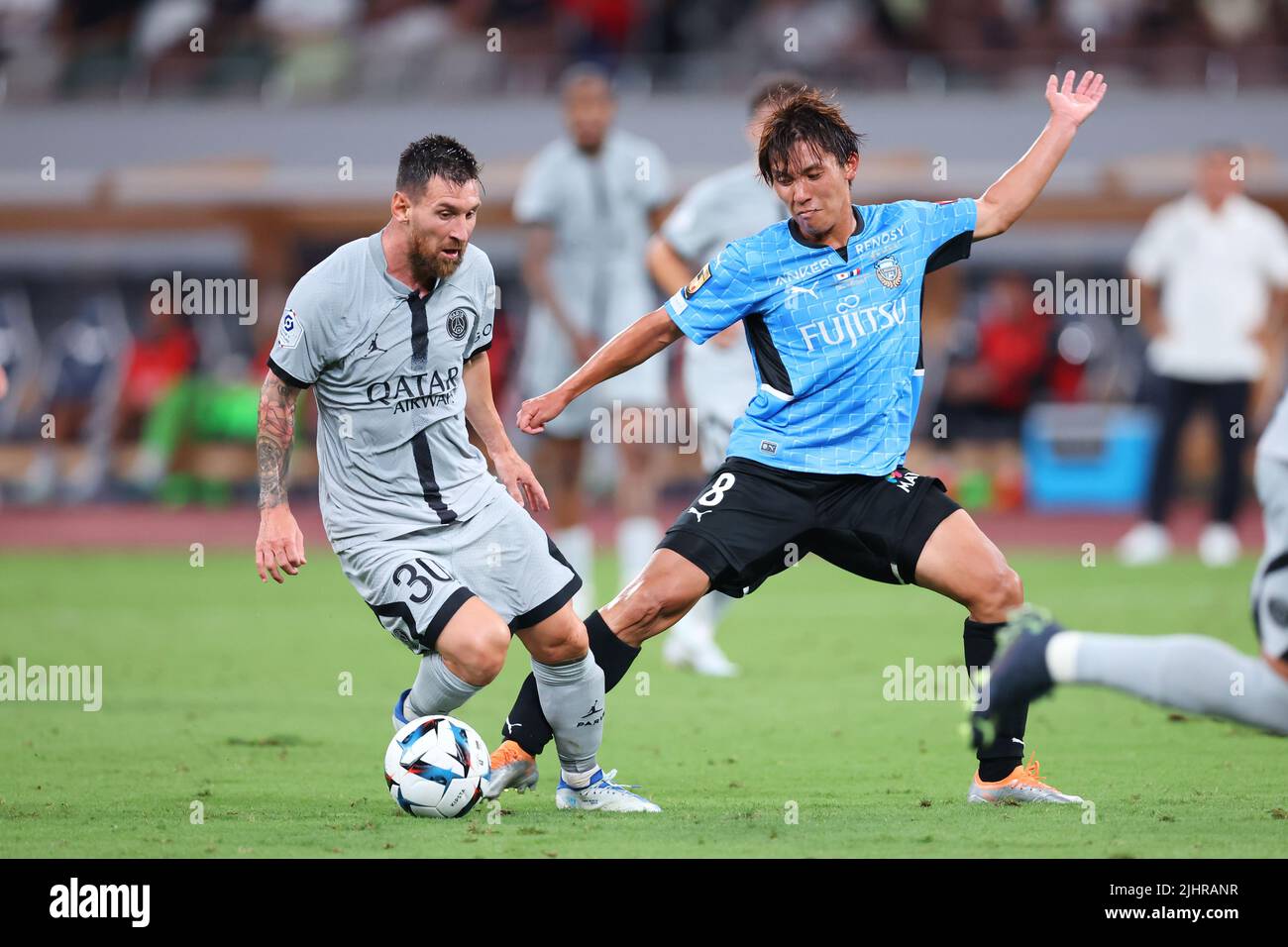 Tokyo, Japan. 20th July, 2022. (L to R) Lionel Messi (PSG), Kento ...