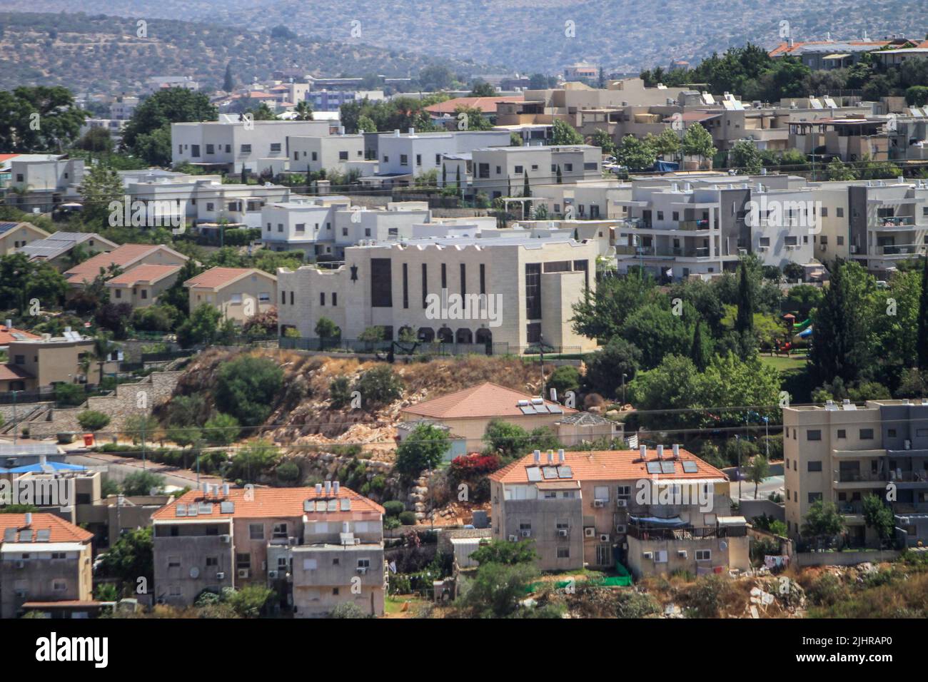 A general view of new buildings in the Israeli Revava settlement, south ...