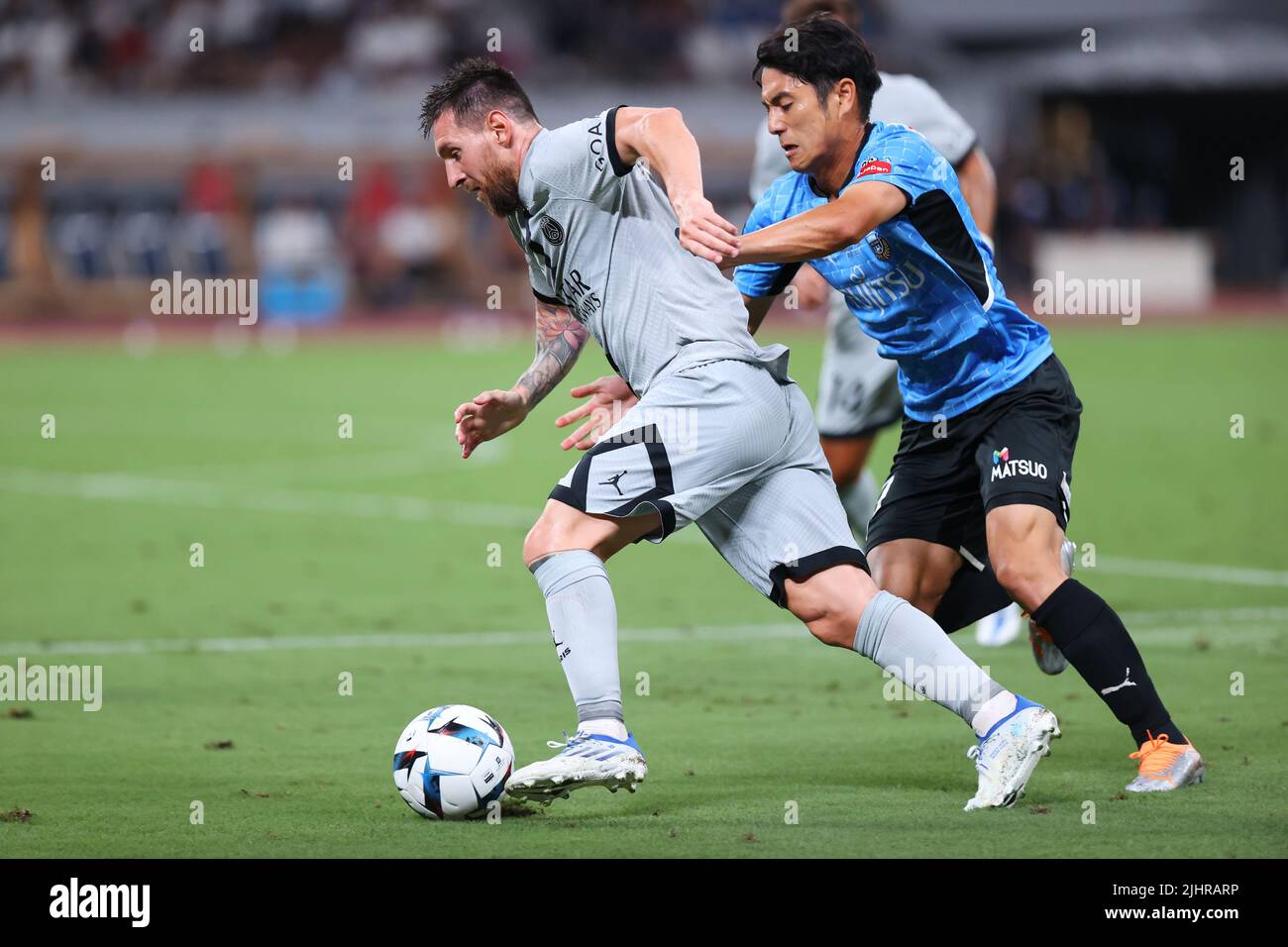 Tokyo, Japan. 20th July, 2022. (L to R) Lionel Messi (PSG), Kei Chinen ...