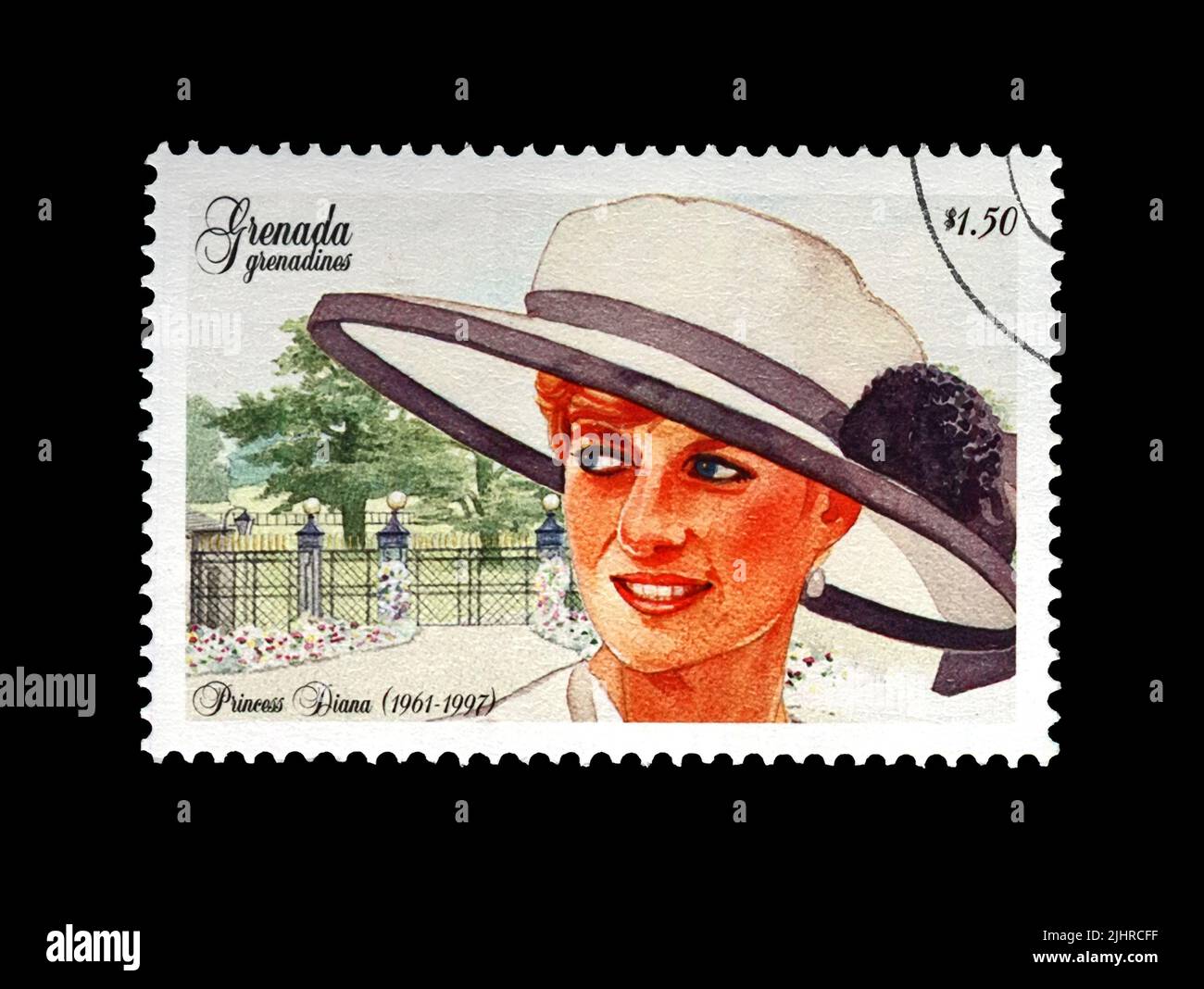 Princess Diana. canceled stamp of GRENADA dedicated to the memory of ...