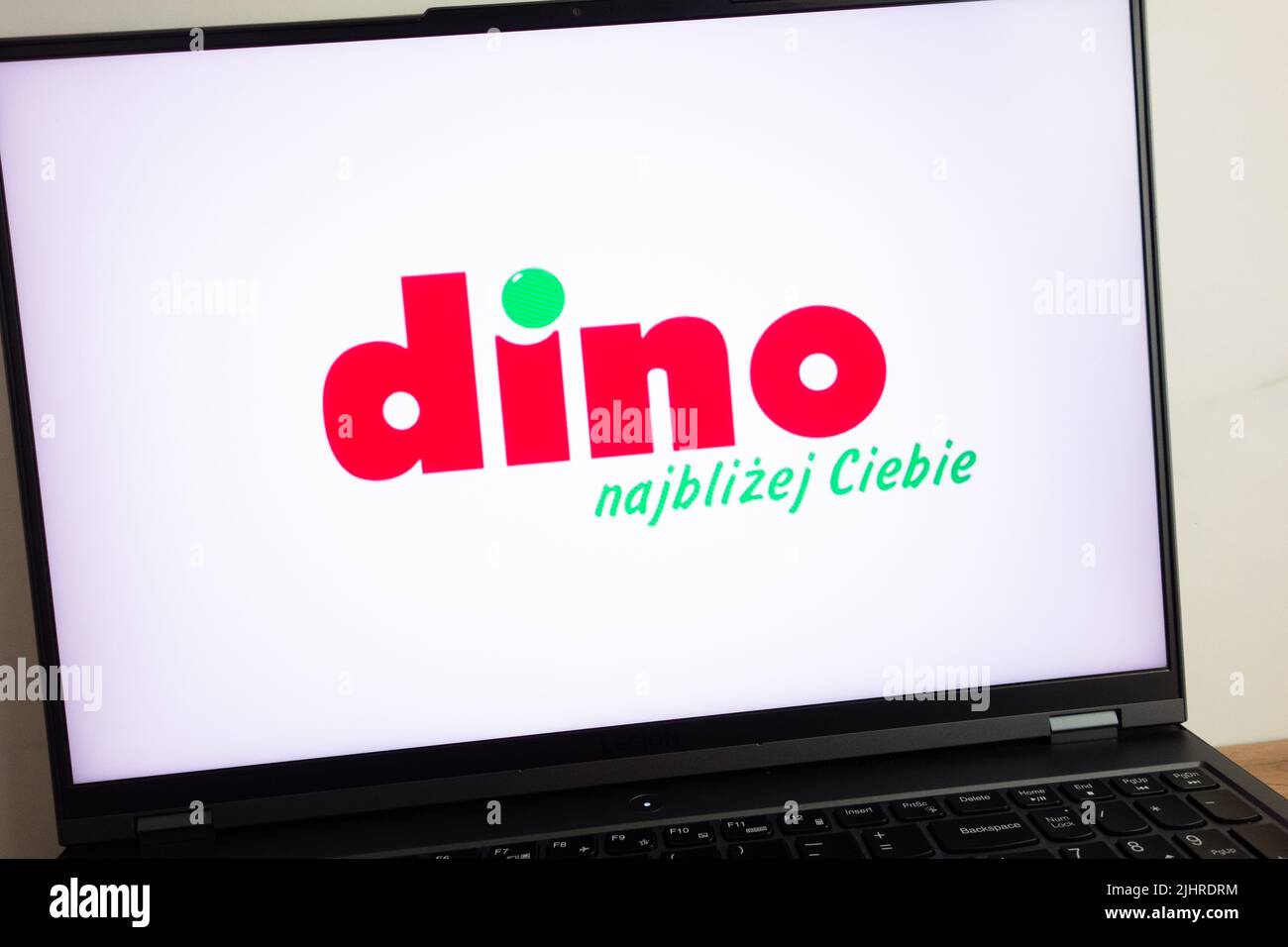 KONSKIE, POLAND - July 19, 2022: Dino Polska SA supermarket chain logo ...