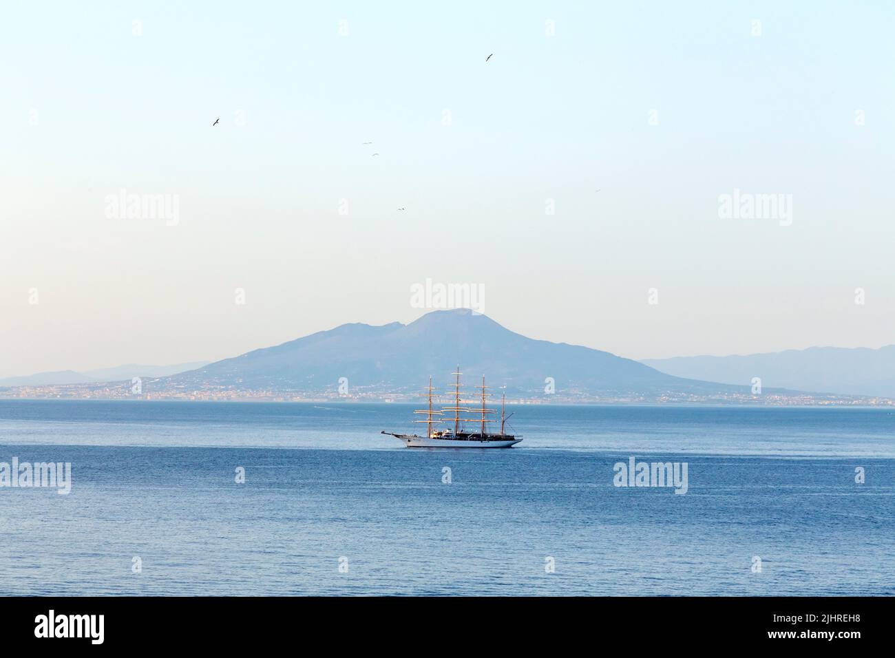 Tall Ship with Mount Vesuvius in the backgroud Stock Photo - Alamy