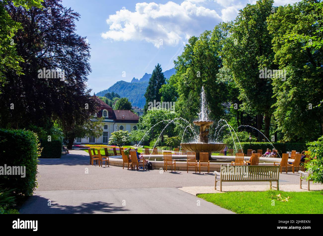 The Royal Spa Gardens in spa town of Bad Reichenhall, Berchtesgadener ...