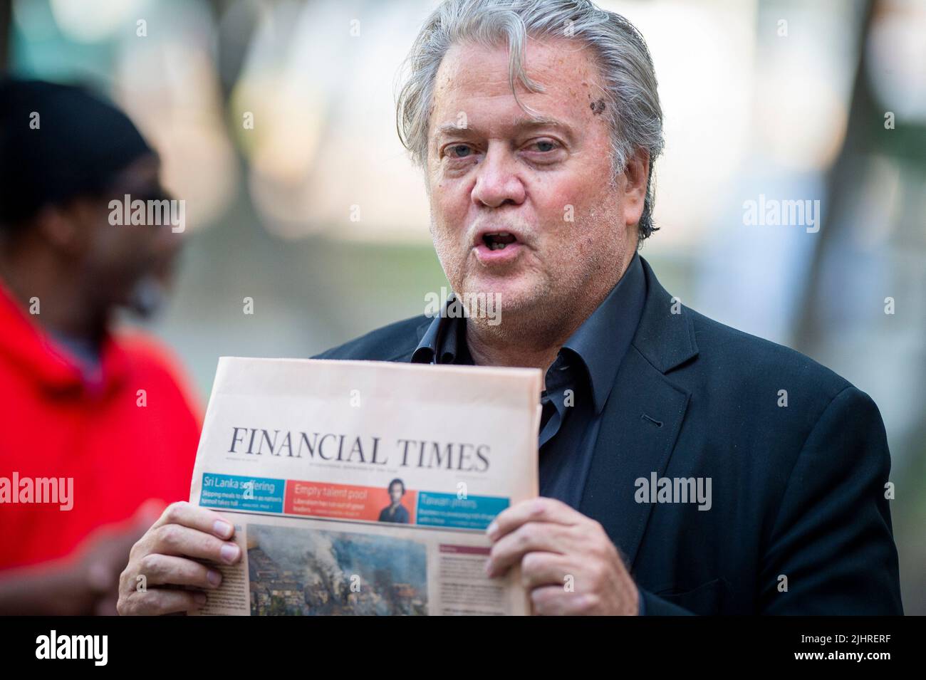 Former White House Chief Strategist Steve Bannon offers remarks to ...