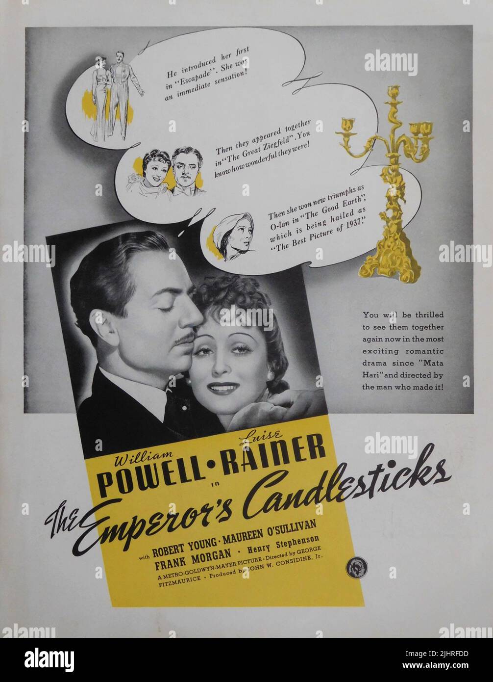 WILLIAM POWELL and LUISE RAINER in THE EMPEROR'S CANDLESTICKS 1937 ...